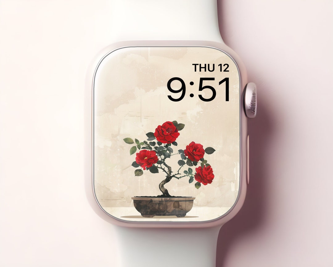 Red Roses Apple Watch Wallpaper, Elegant Japanese Bonsai Smartwatch ...
