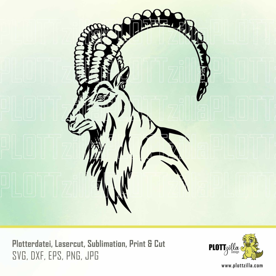 Plotterdatei Steinbock, Tier, digital, svg/eps/dxf/jpg/png Datei, für alle gängigen Plotter wie ...