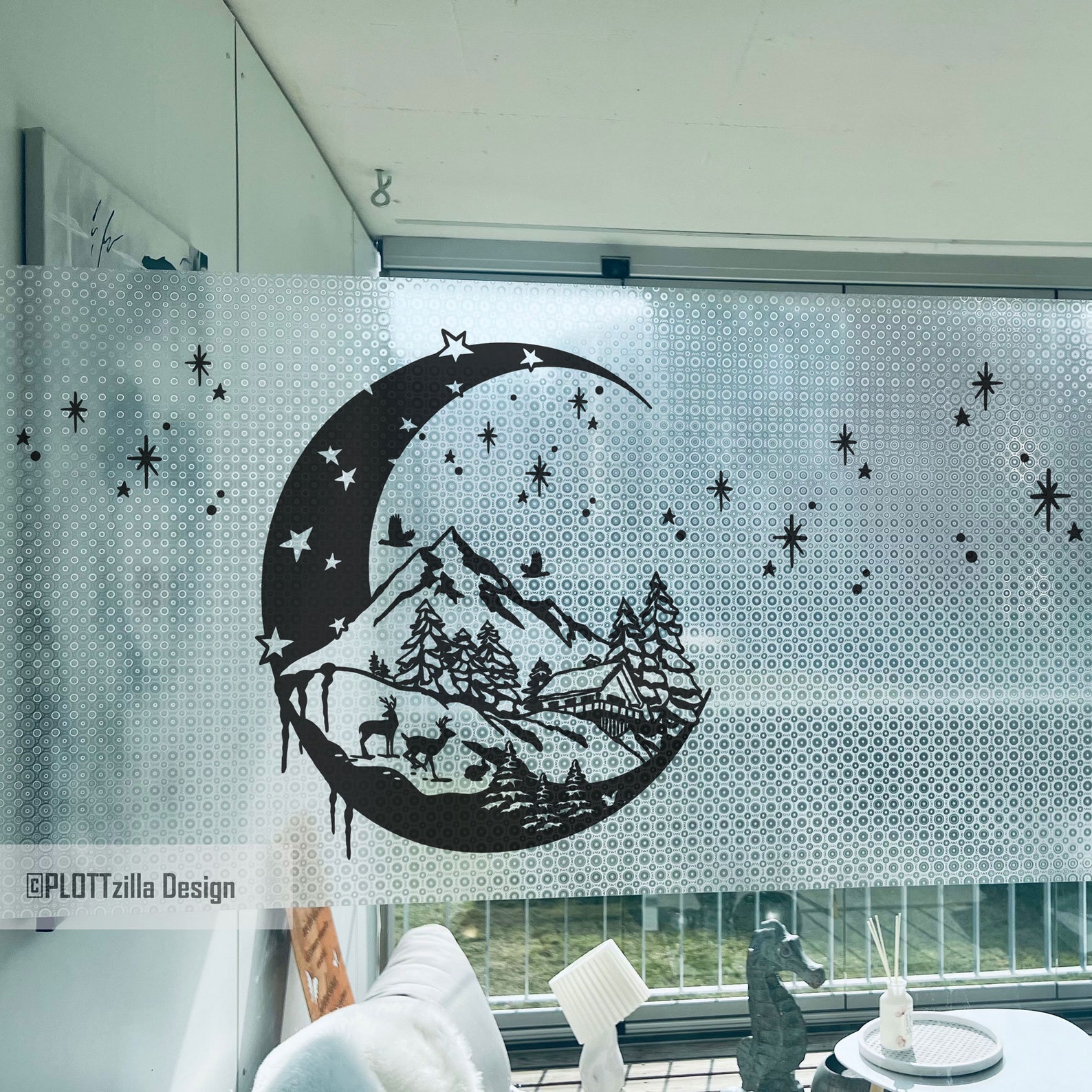 Plotter File Winter Moon, Alps, Snow, Digital, Svg/eps/dxf/jpg/png File ...