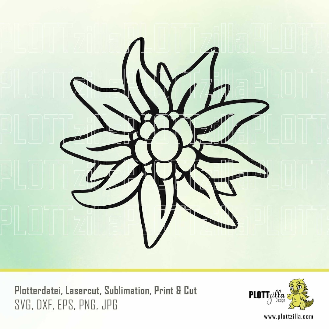 Plotterdatei Edelweiss, Alp, digital, svg/eps/dxf/jpg/png Datei, für ...