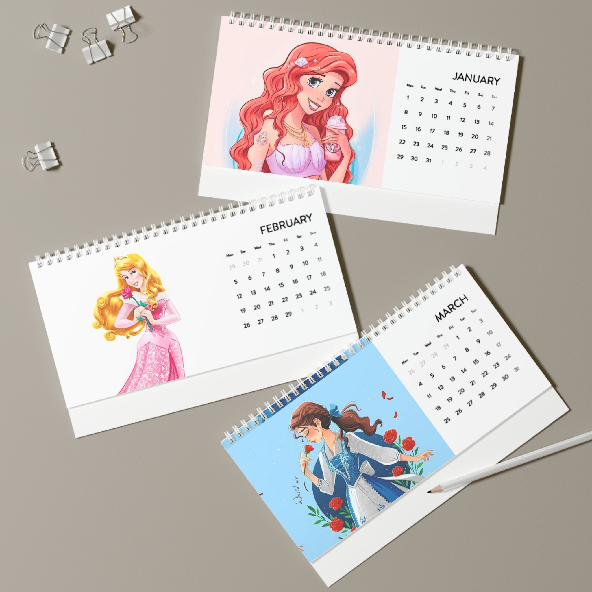 Desk Calendar (2024 grid) Disney princesses sold by Sweater Mufinella ...