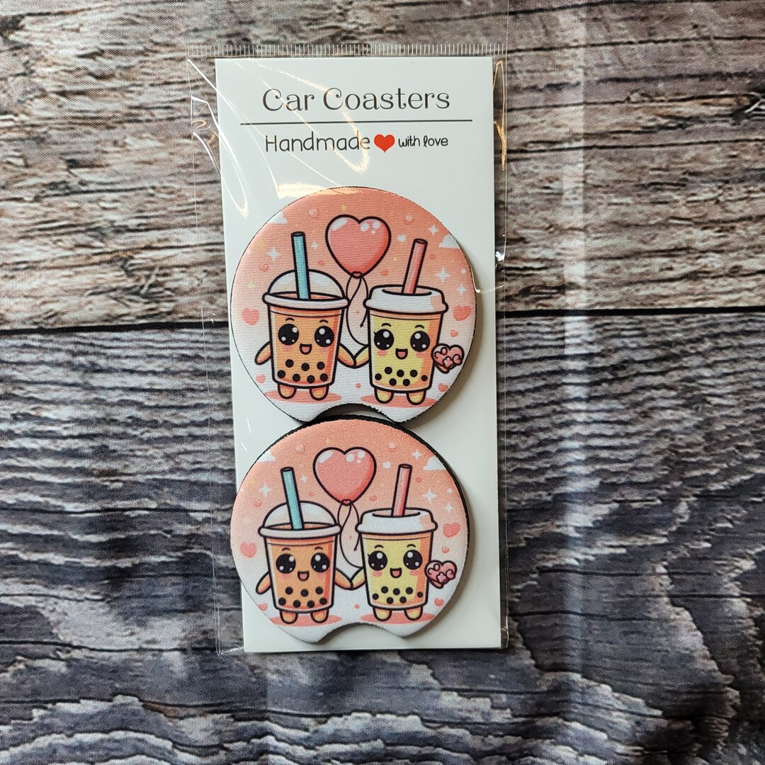 Boba Tea Car Coasters - Bubble Tea Car Coasters - Etsy
