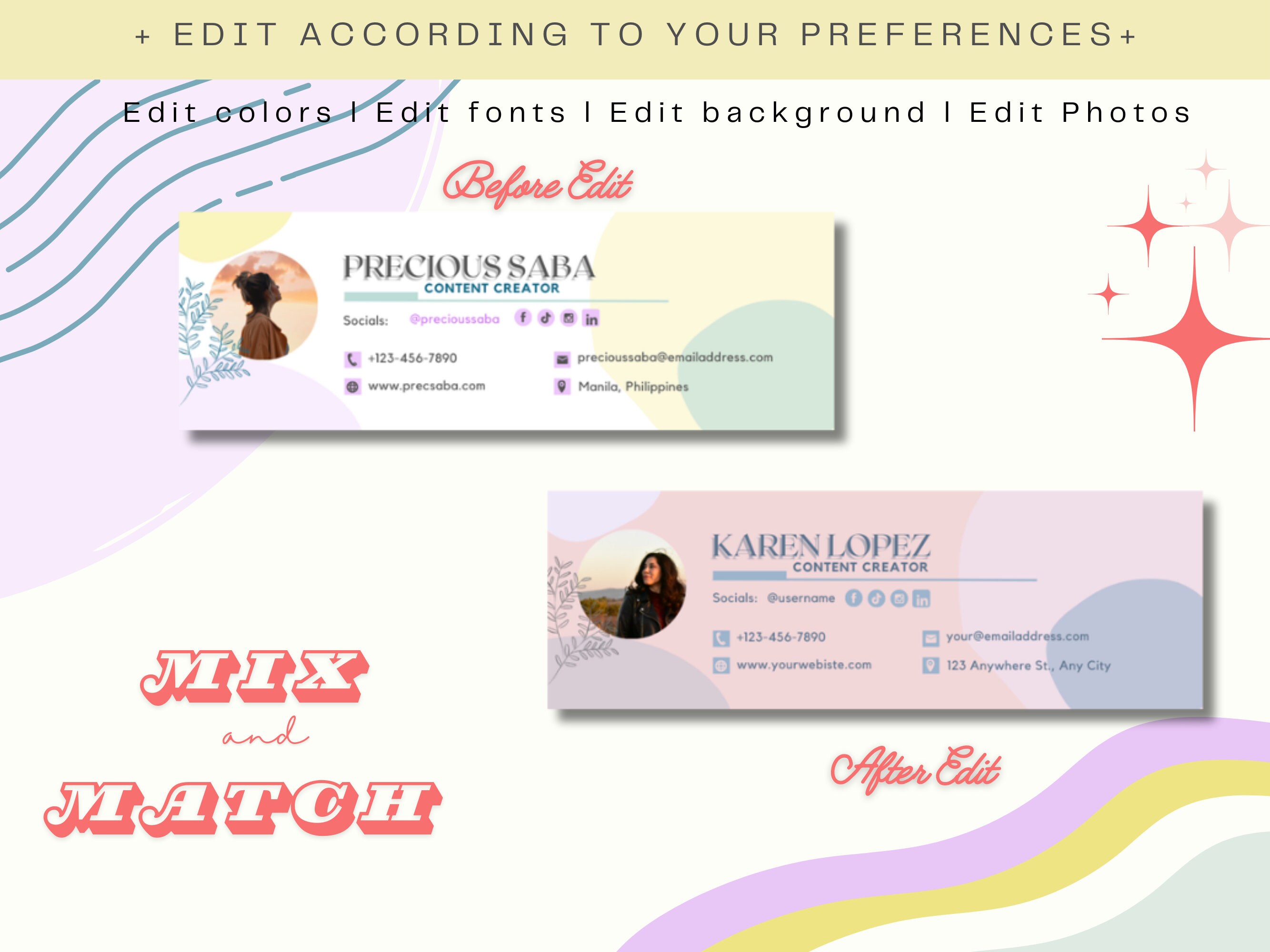 Pastel Email Signature Canva Template, Editable Content Creators Email ...