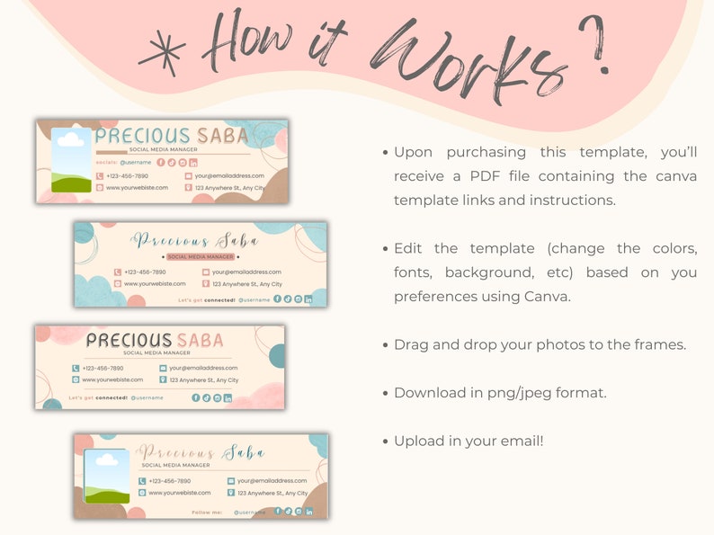 Cute Email Signature Canva Template, Editable Content Creators Email ...