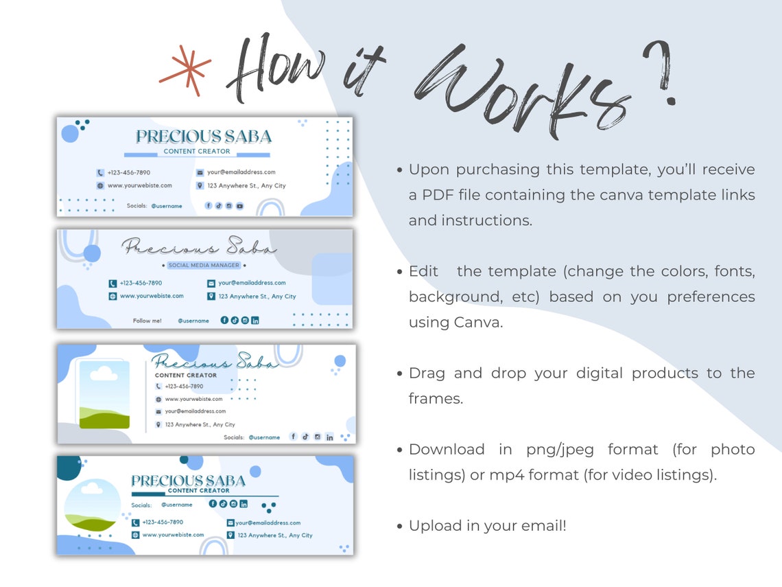 Blue Email Signature Canva Template, Editable Business Email Footer ...