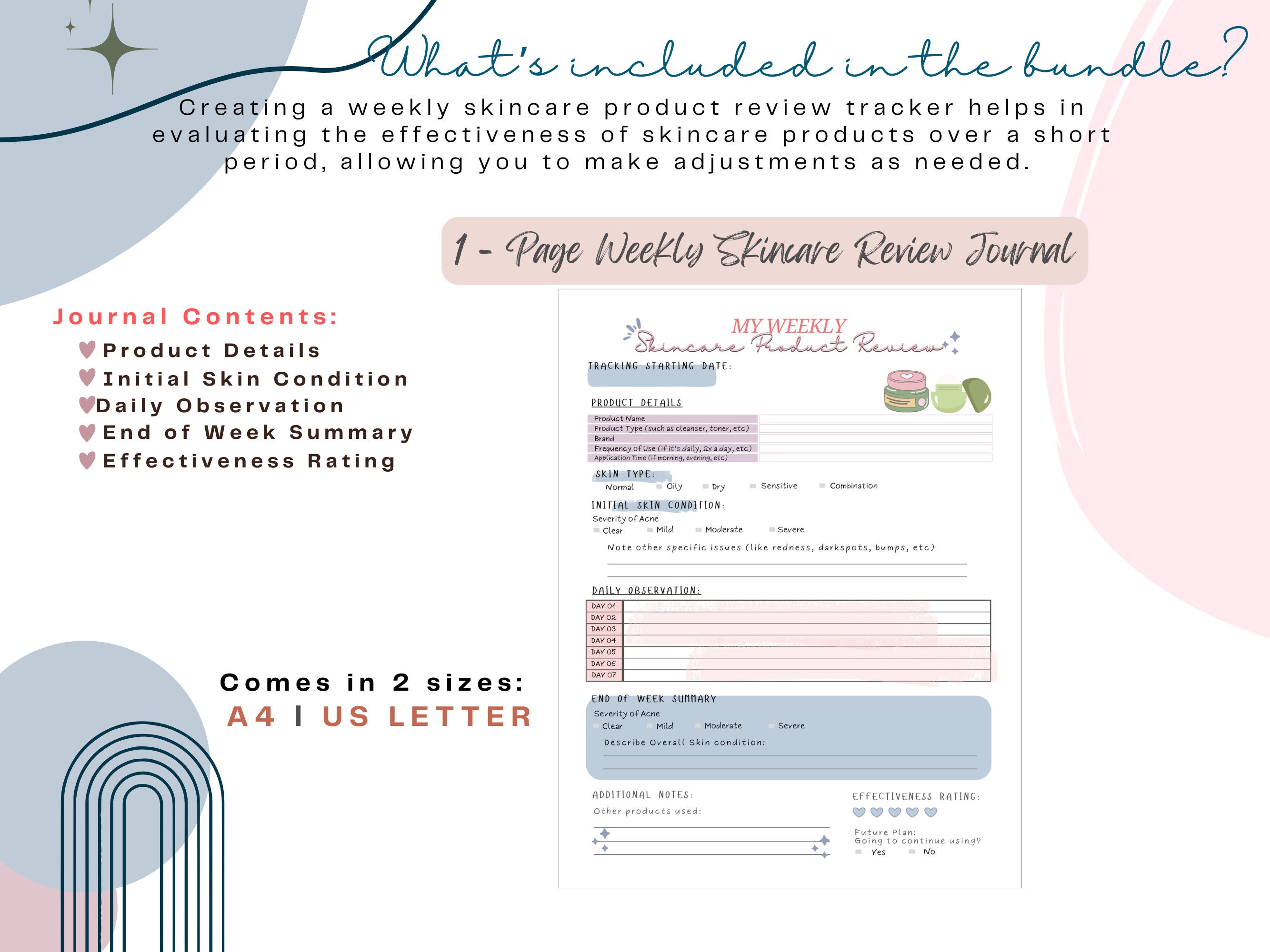 Weekly Skincare Review Journal, Printable Beauty Tracker, Skin Care ...