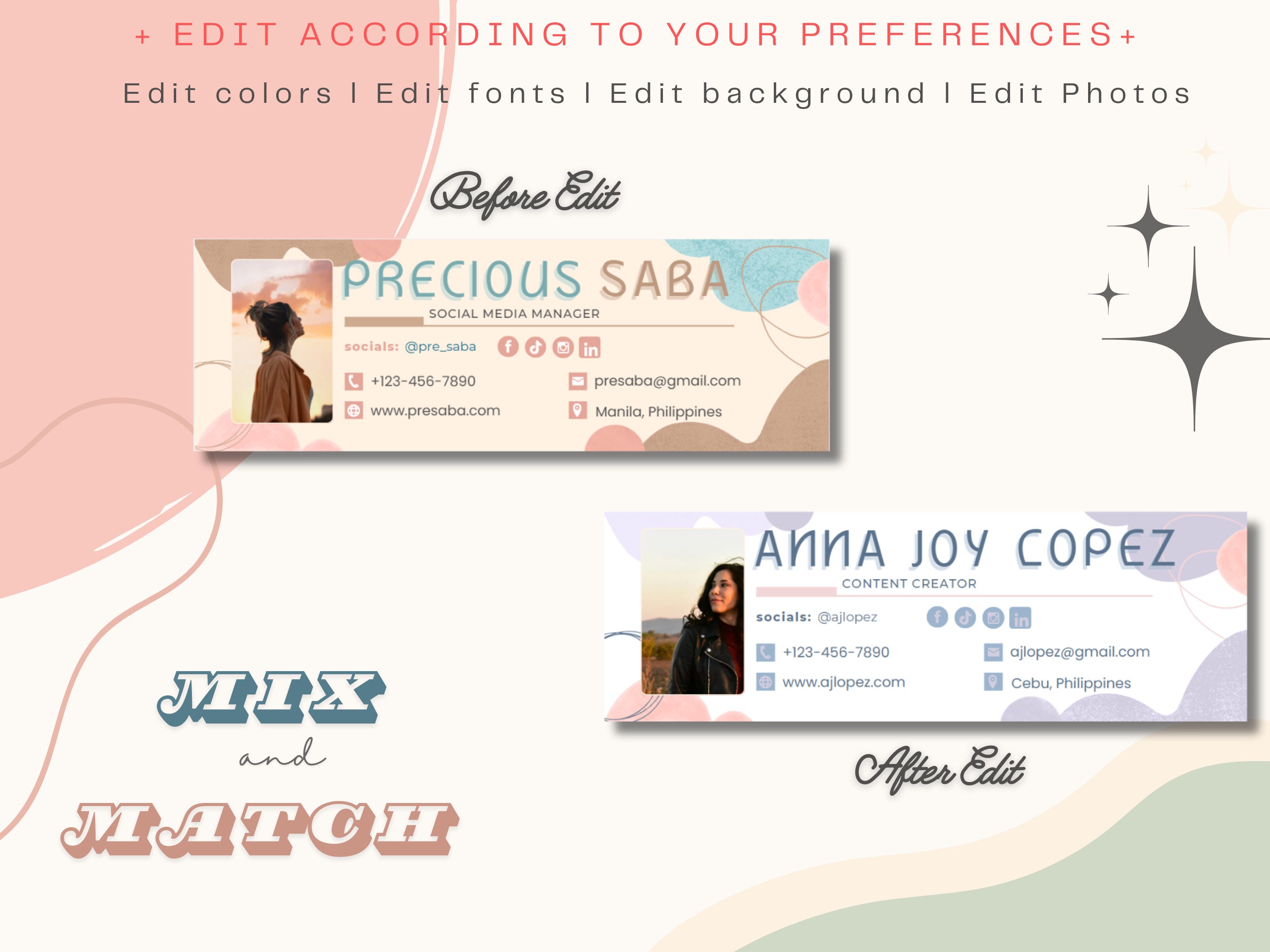 Cute Email Signature Canva Template, Editable Content Creators Email ...