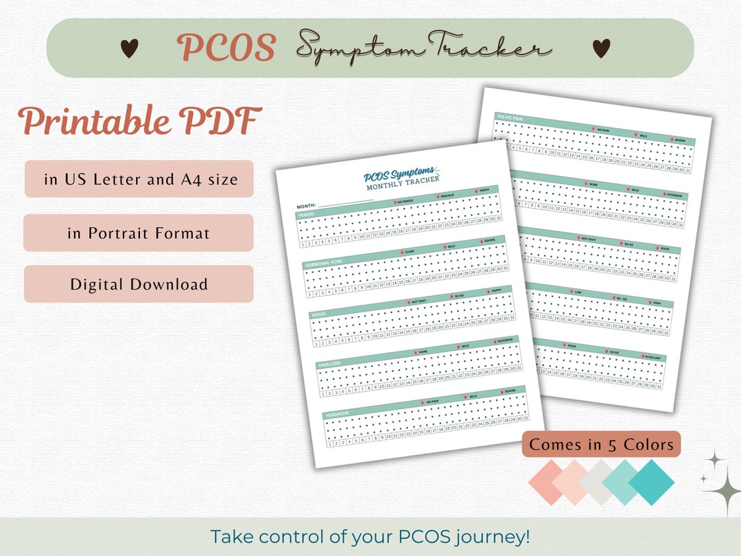 PCOS Symptoms Tracker, Polycystic Ovary Syndrome Management Journal ...