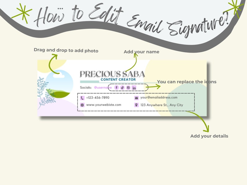 Pastel Email Signature Canva Template, Editable Content Creators Email ...
