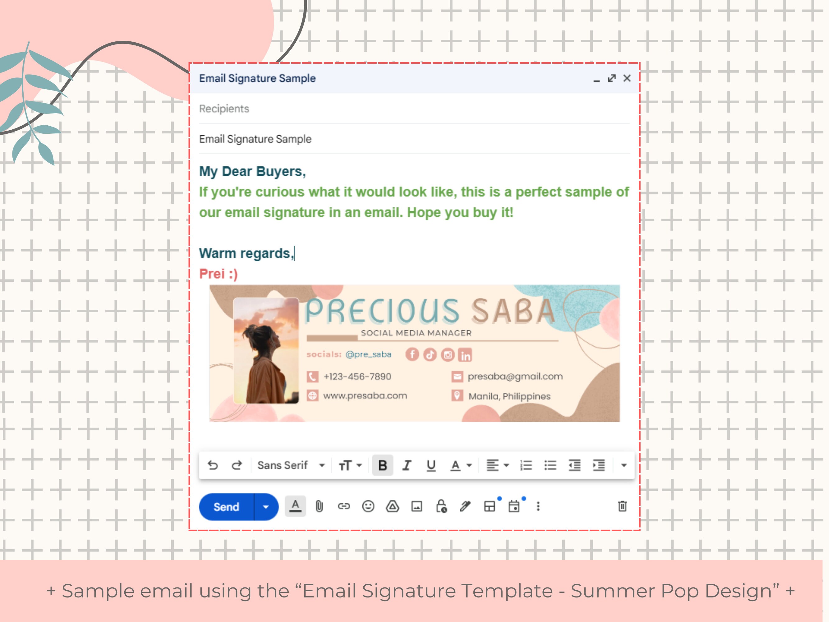 Cute Email Signature Canva Template, Editable Content Creators Email ...
