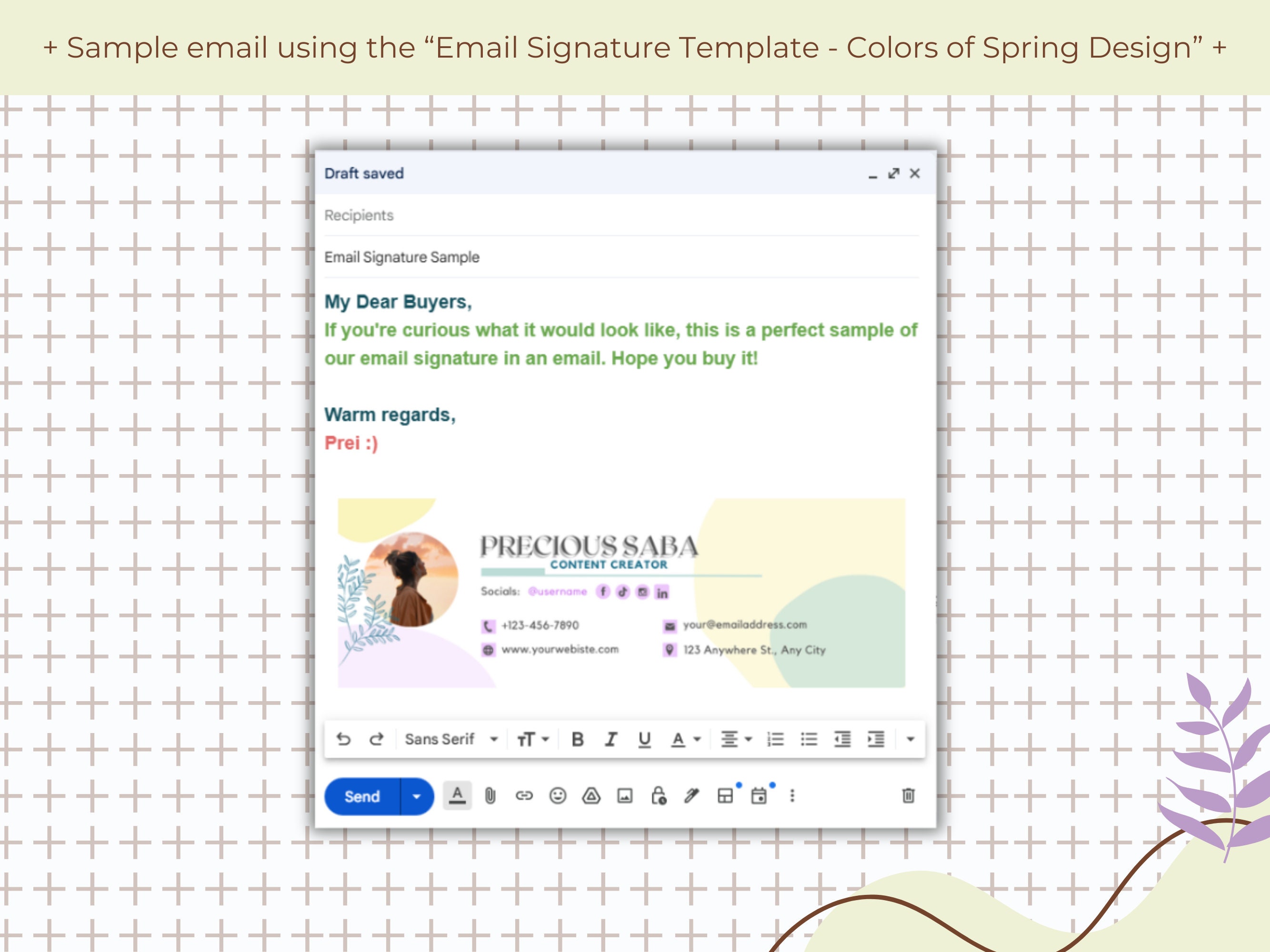 Pastel Email Signature Canva Template, Editable Content Creators Email ...