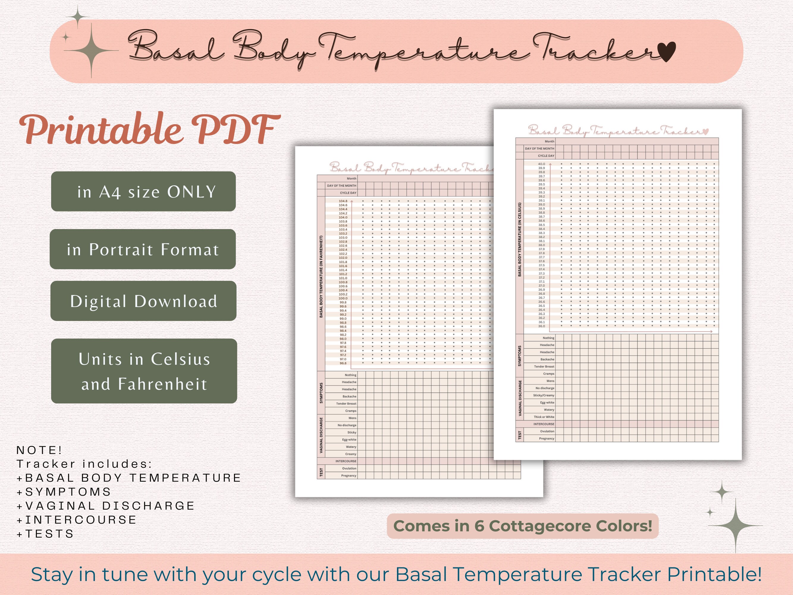Printable Basal Body Temperature Chart, Instant Download Ovulation and ...