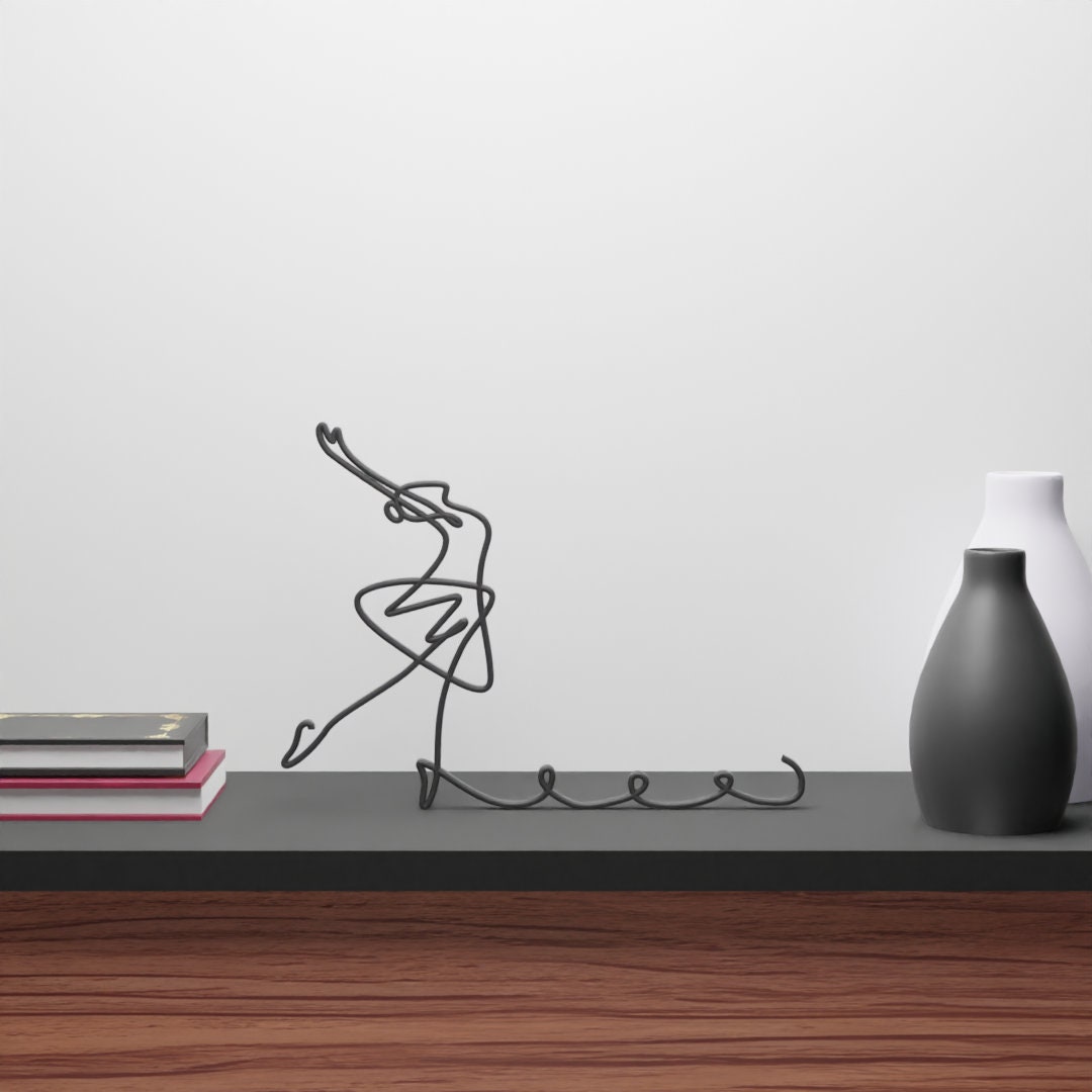 Minimalist Home Office Dancing Girl Stylish Decor, Sleek Shelf ...