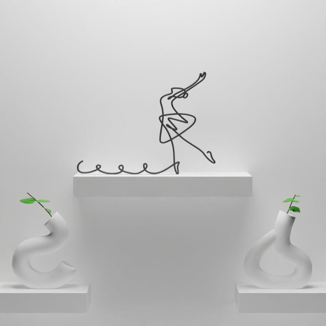 Minimalist Home Office Dancing Girl Stylish Decor, Sleek Shelf ...