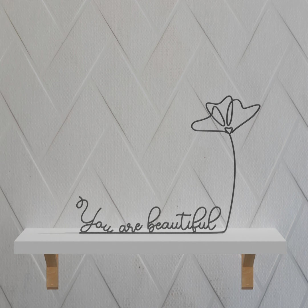 Life is Beautiful Quote, Flower for Girlfriend, Minimalist Figurine ...