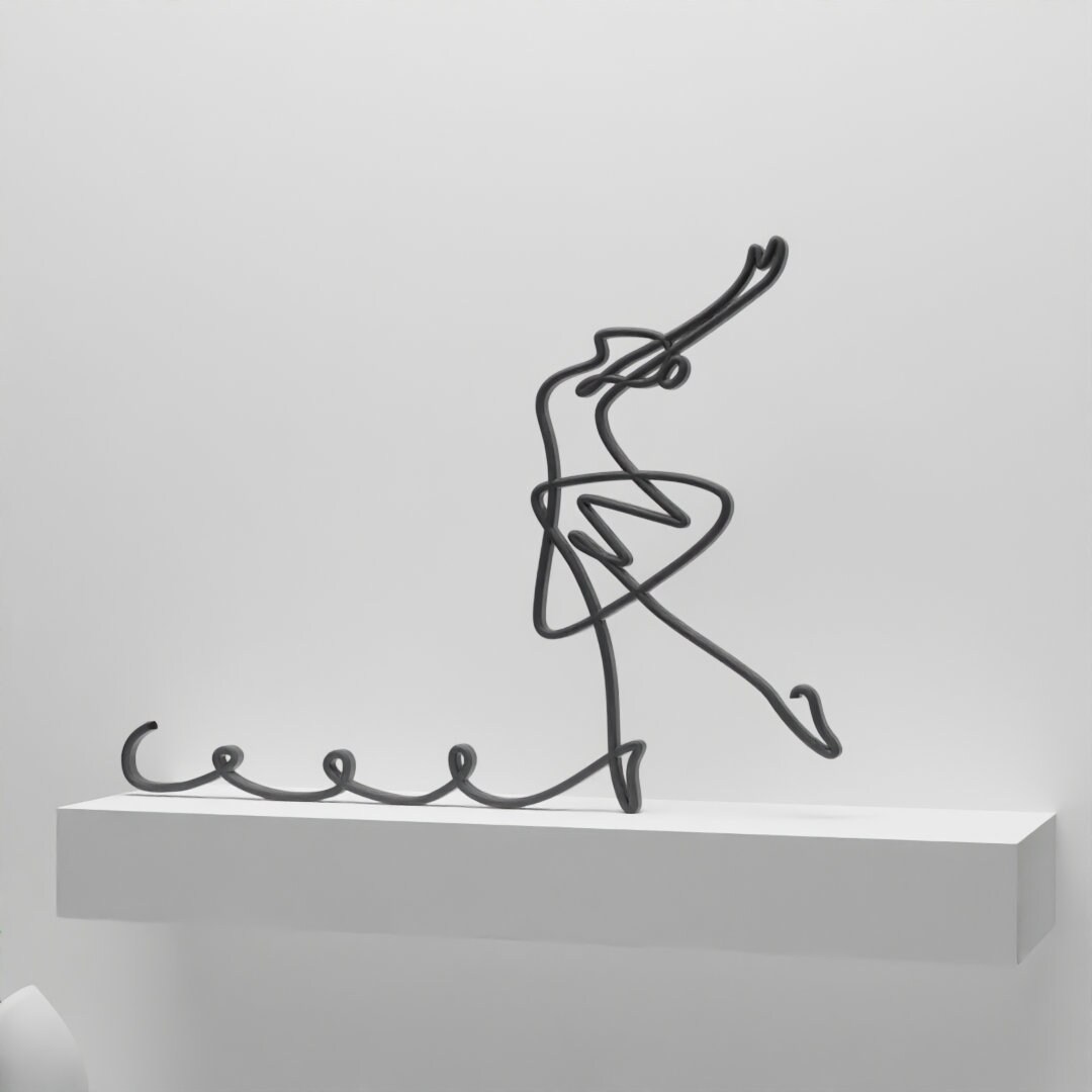Minimalist Home Office Dancing Girl Stylish Decor, Sleek Shelf ...