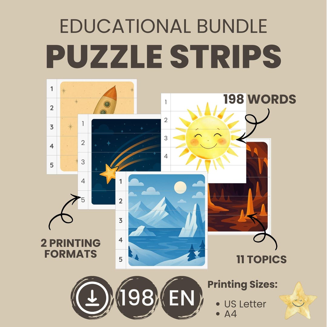 Puzzle Strip Complete Learning Bundle - 198 Words | 11 Topics ...