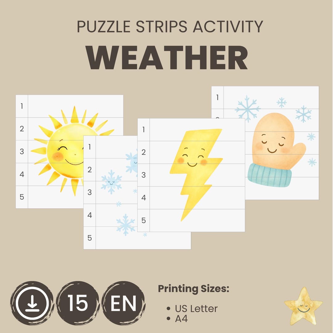 Weather Puzzle Strip Counting Game | Montessori Math Activity | Digital ...