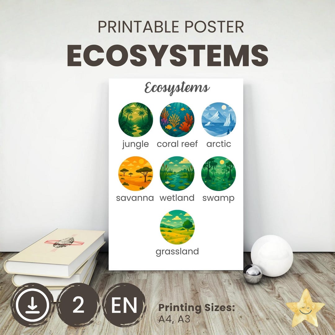 Ecosystems Educational Poster for Kids | Montessori Learning Printable ...
