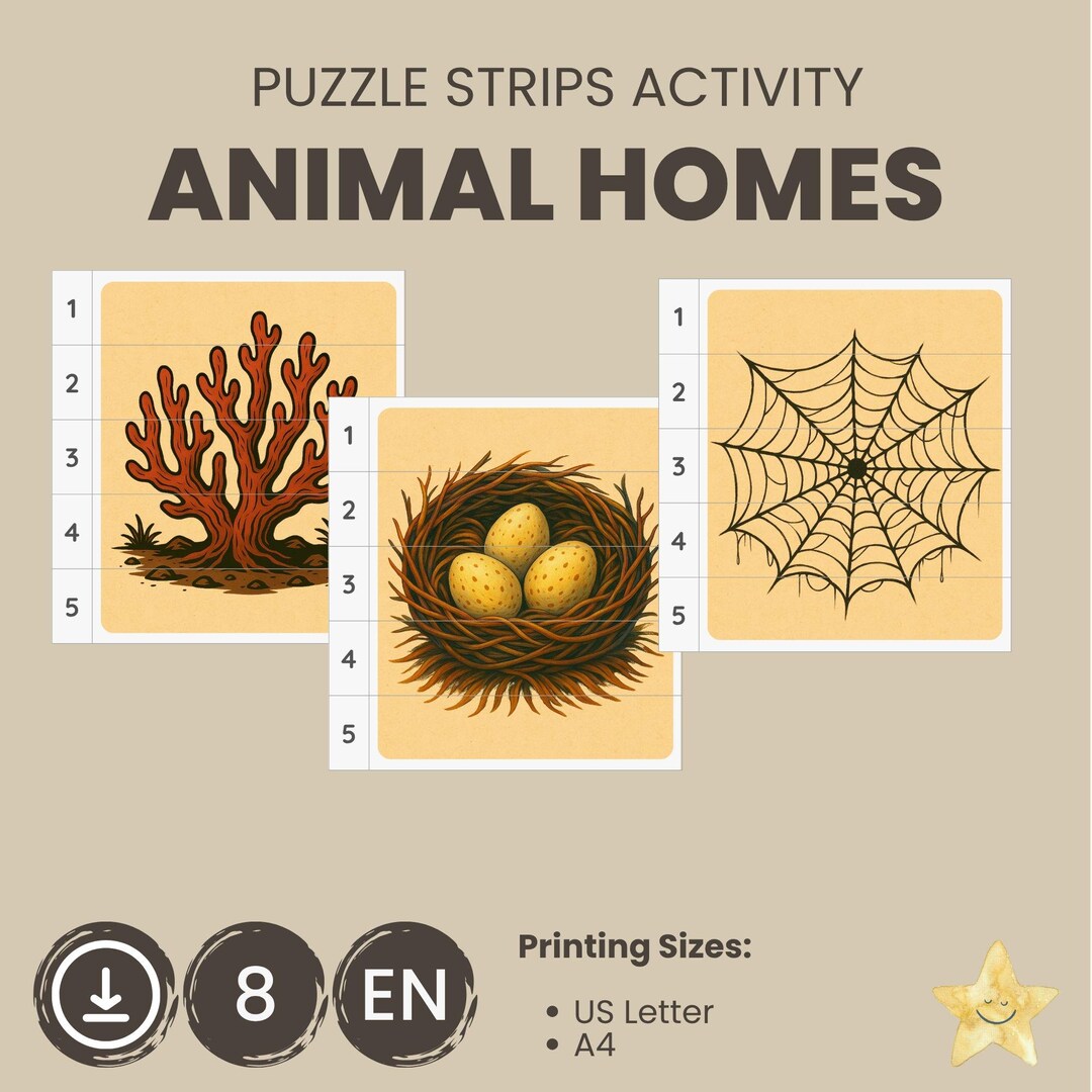 Animal Homes Puzzle Strip Counting Game | Montessori Inspired Printable ...