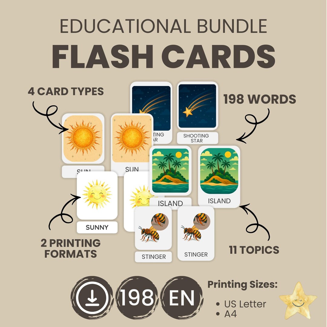 Flash Cards Complete Learning Bundle - 198 Words | 11 Topics ...