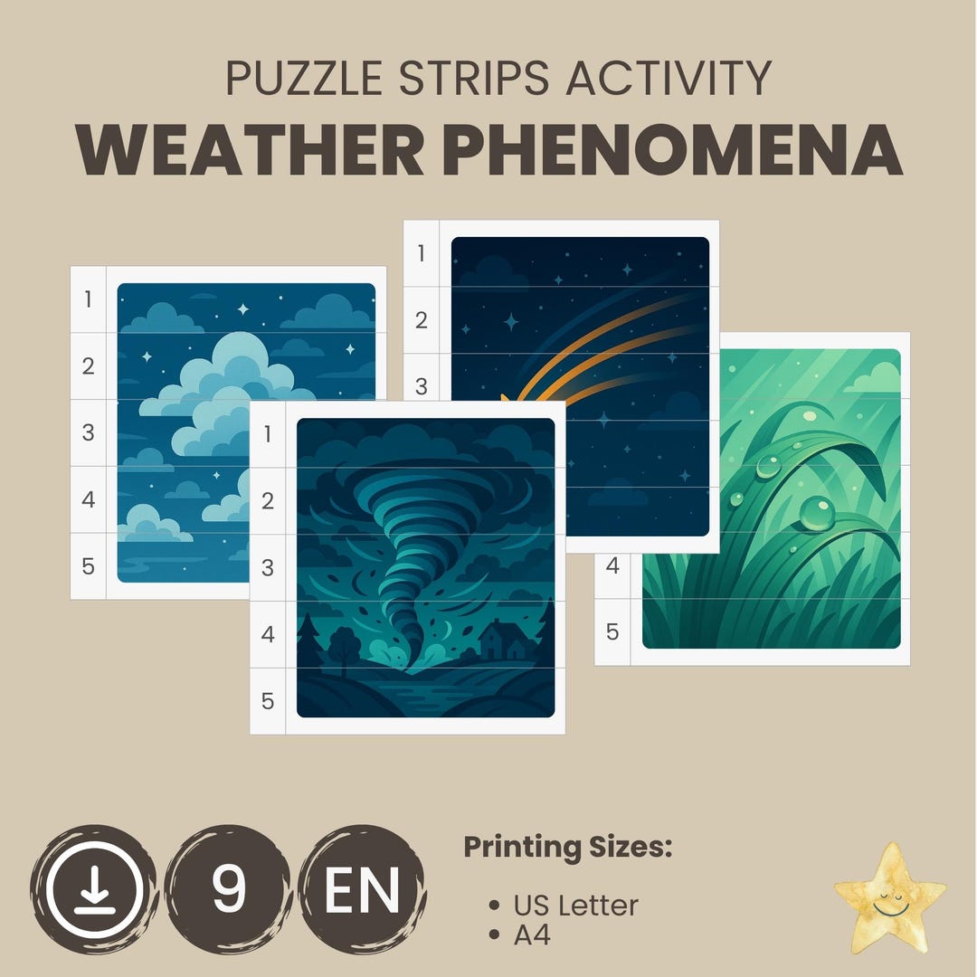 Weather Phenomena Puzzle Strip Counting Game | Montessori Printable ...