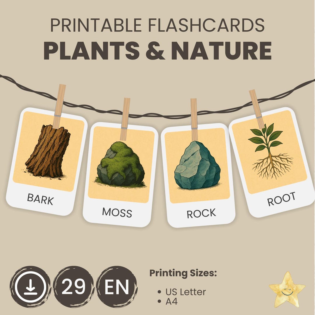 Plants & Nature Flash Cards for Kids | Montessori Inspired Printable ...