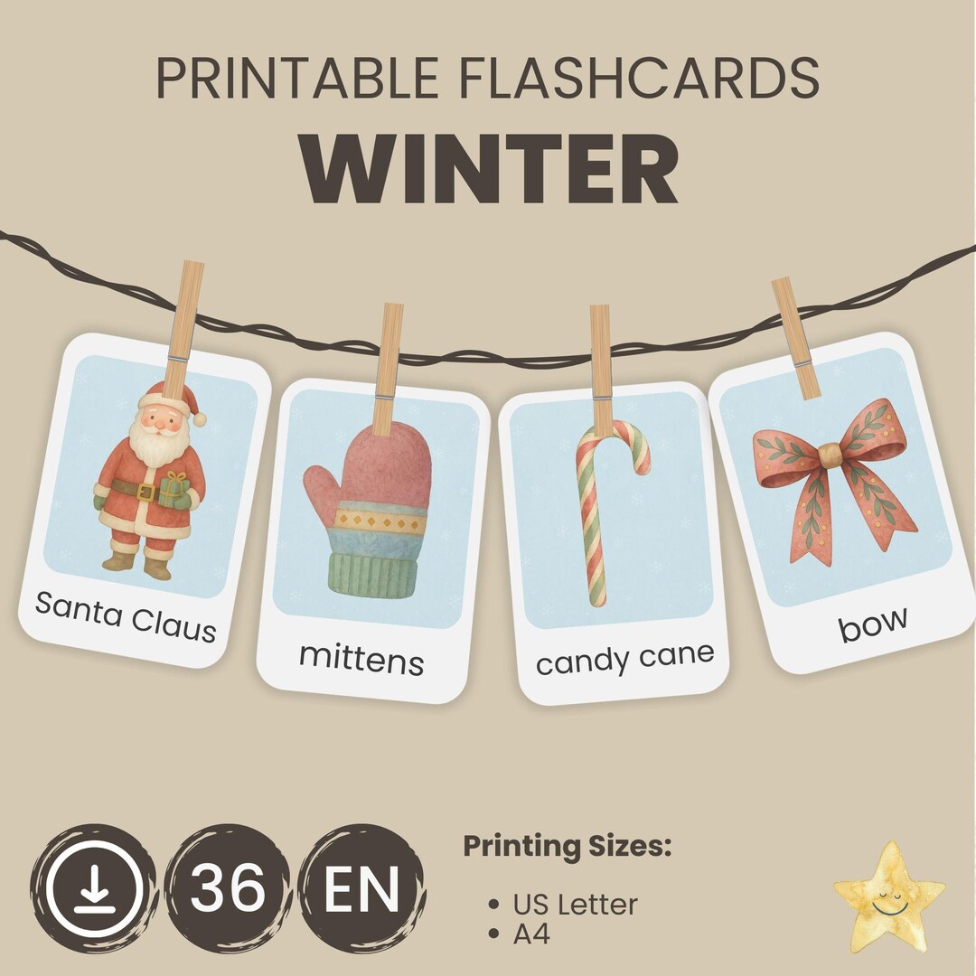 Winter Flash Cards for Kids - Montessori Seasonal Printable ...