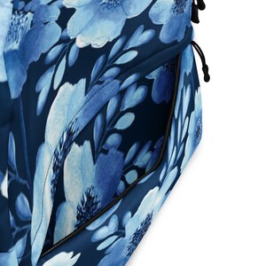 Blue Flowers Backpack With Laptop Sleeve and Pockets, Rucksack, Gift ...