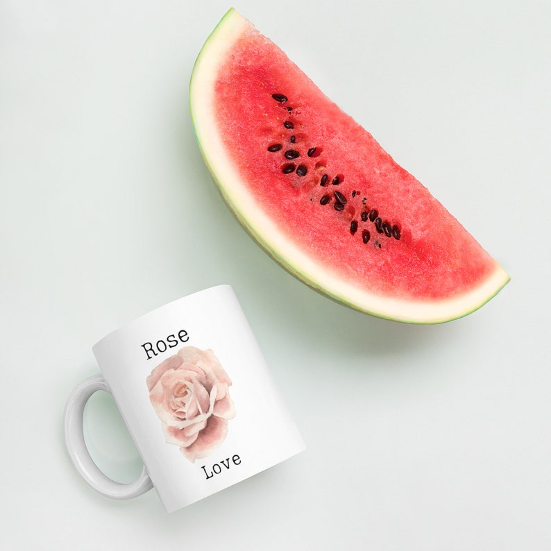 Victorian Flower Language Rose Love Ceramic White Glossy Mug Gift for ...