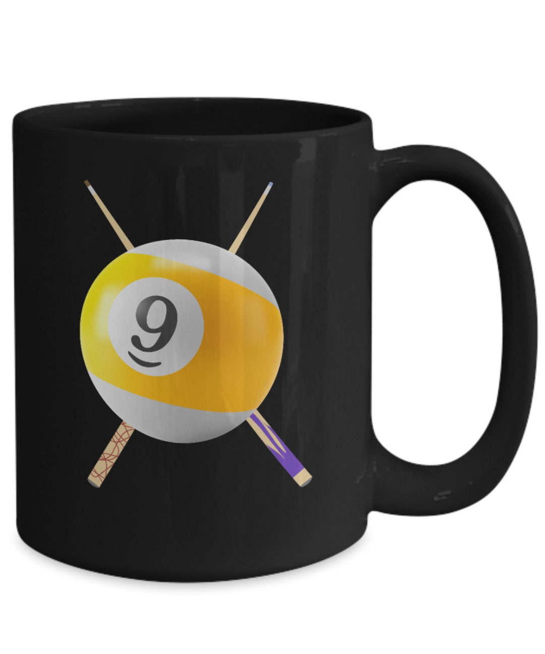 9 Ball Billiards Pool Cues Ceramic Black Mug Gift for Pool Player - Etsy