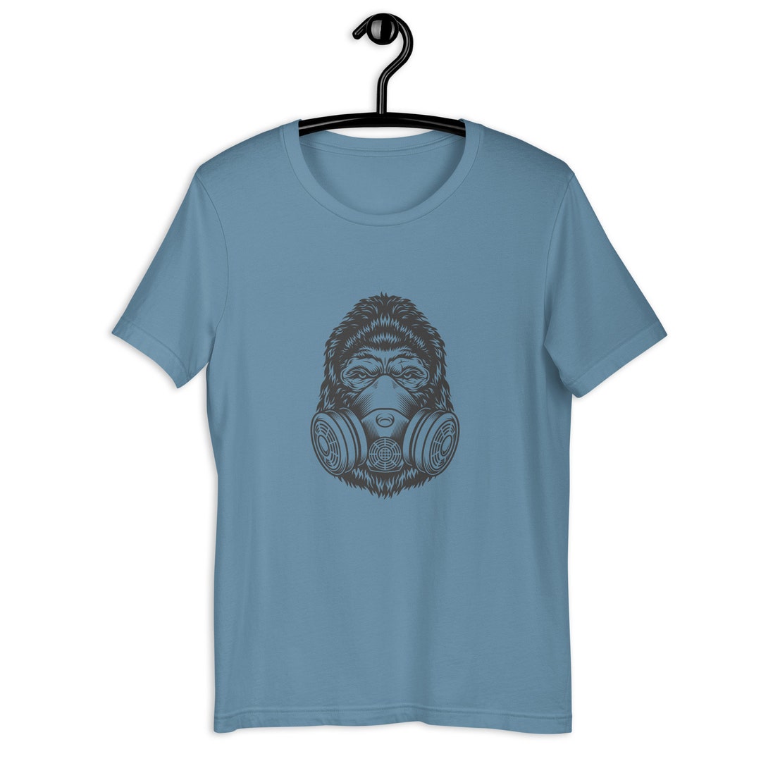 Monkey Gas Mask Short Sleeve Crew Neck Unisex T-shirt, Military Shirt ...