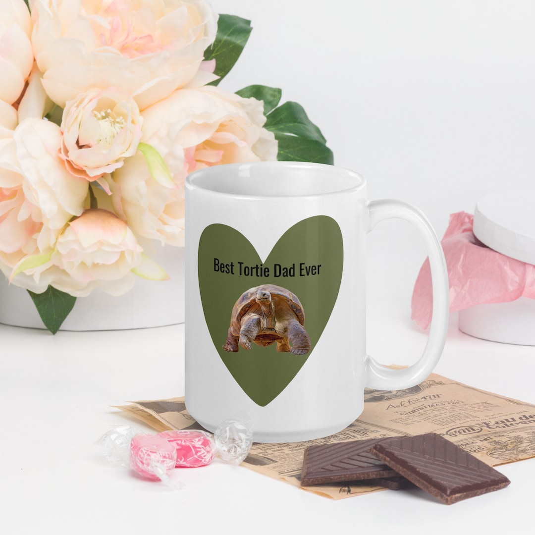 Funny Mug Best Tortie Dad Heart Tortoise White 15oz Ceramic Glossy Mug ...