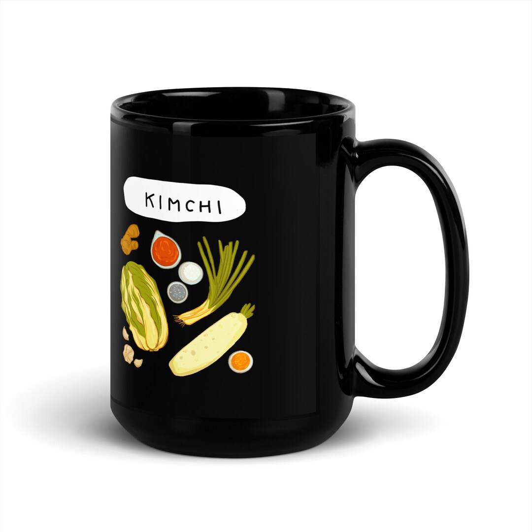 Funny Food Mug Kimchi Black Glossy Mug Fermenters Korean Food - Etsy