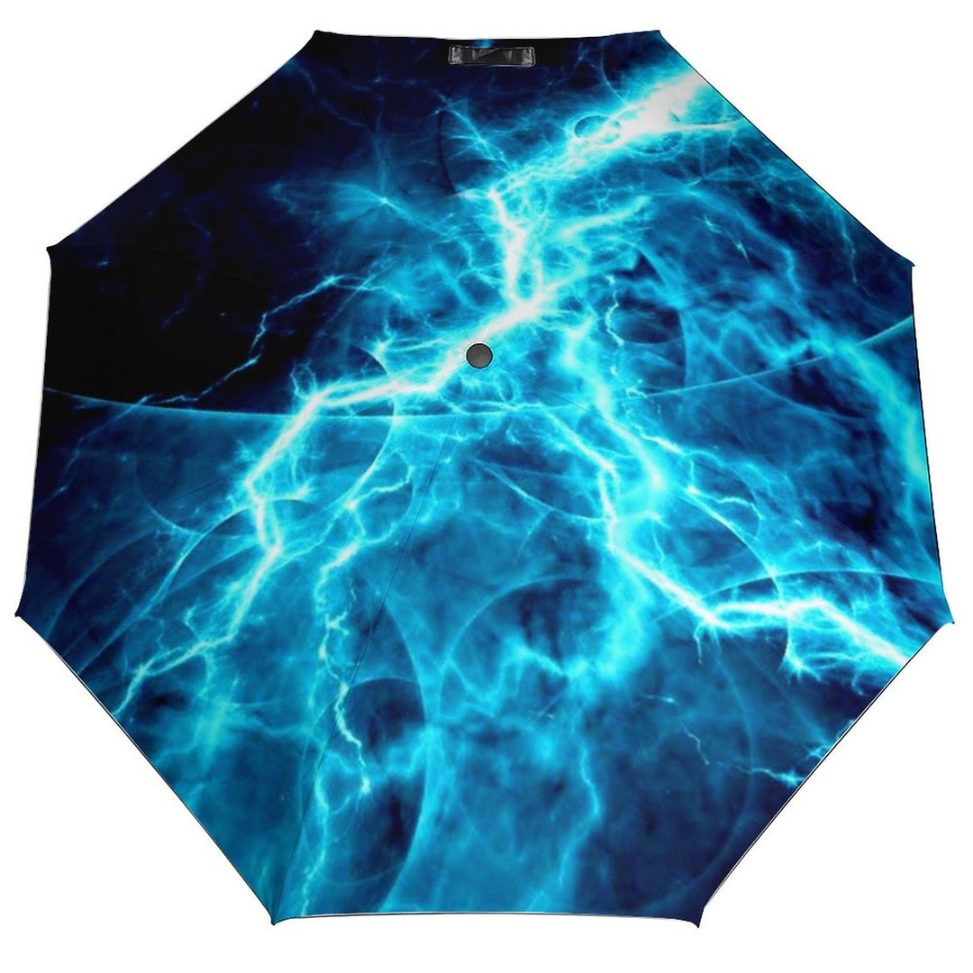 Blue Electricity Lightning Automatic Umbrella With Anti-uv Coating - Etsy