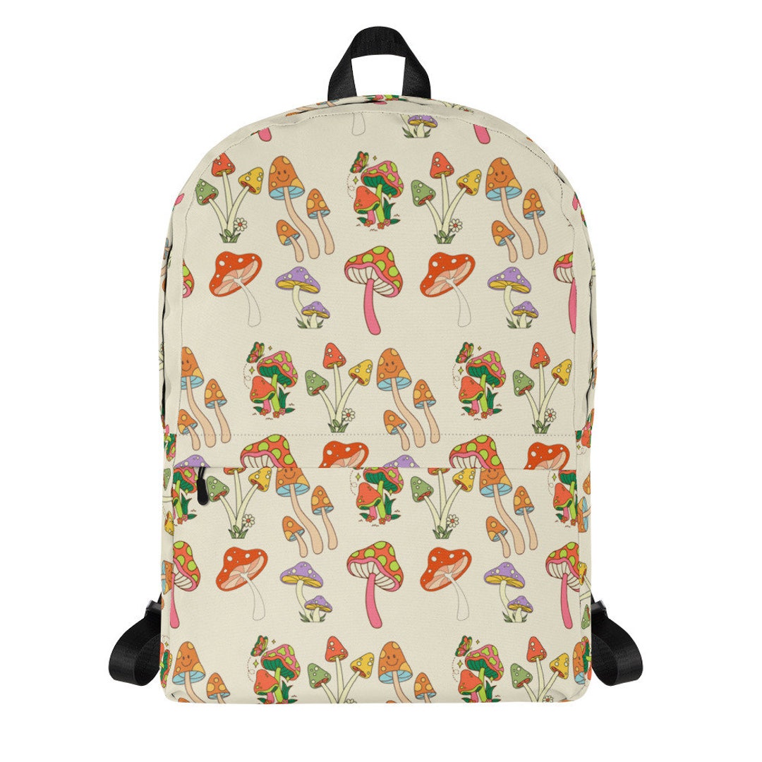 Fun Retro Groovy Mushroom Shrooms Backpack With Pockets Gift for ...