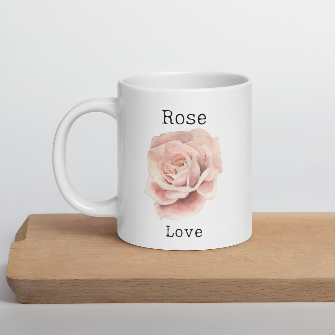 Victorian Flower Language Rose Love Ceramic White Glossy Mug Gift for ...