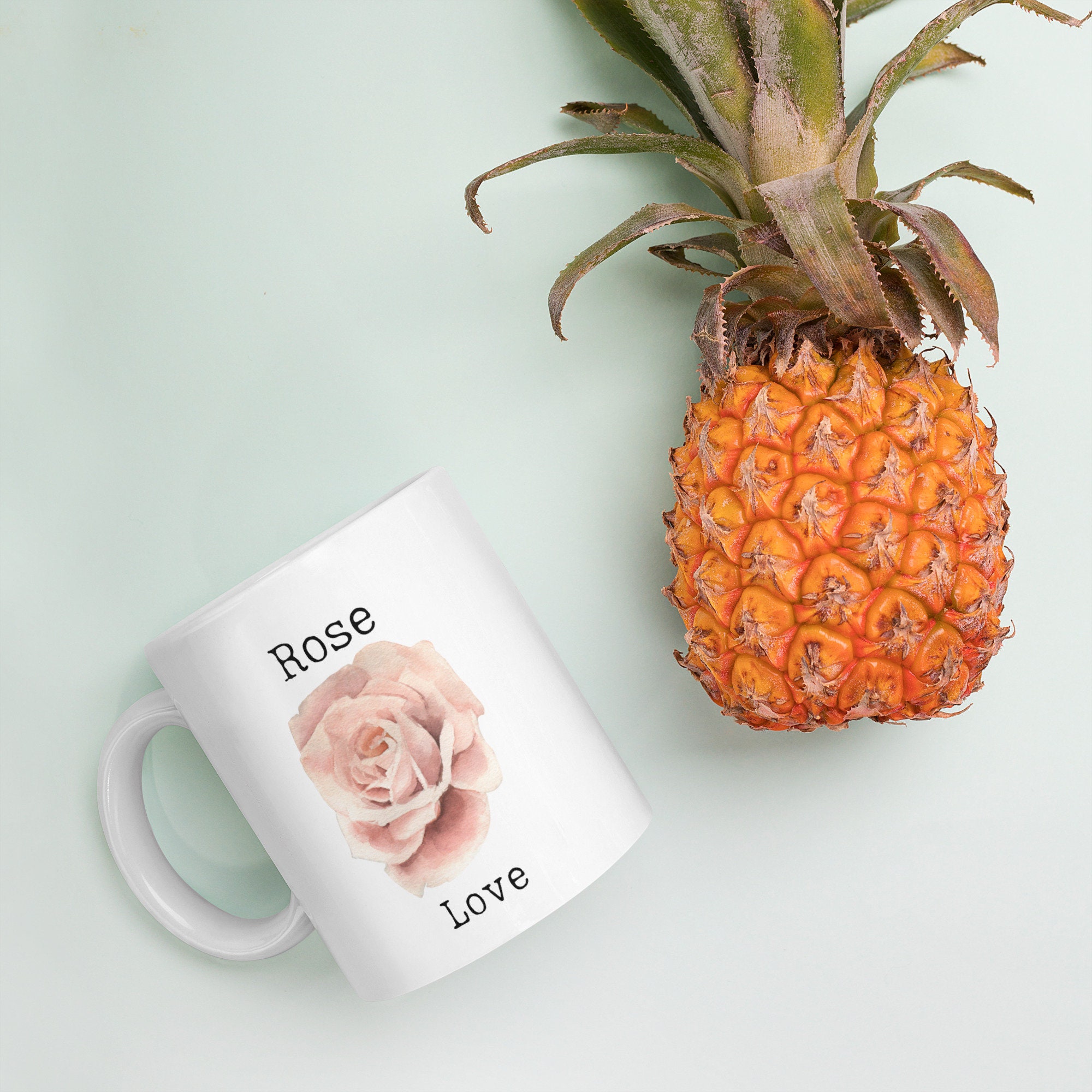 Victorian Flower Language Rose Love Ceramic White Glossy Mug Gift for ...