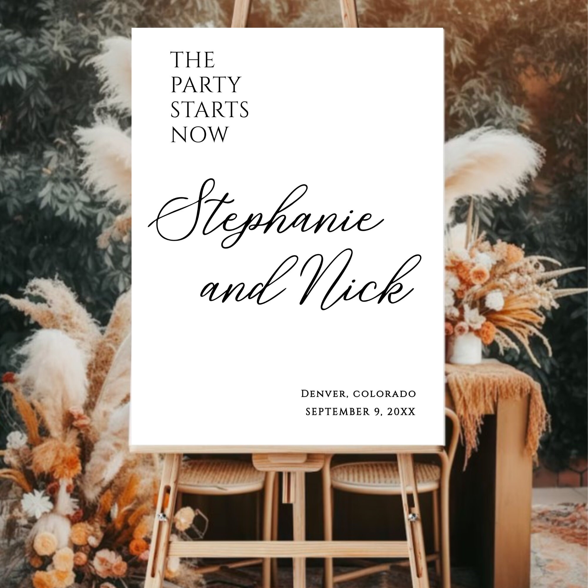 Wedding Welcome Sign Template, the Party Starts Now Sign, Large Wedding ...