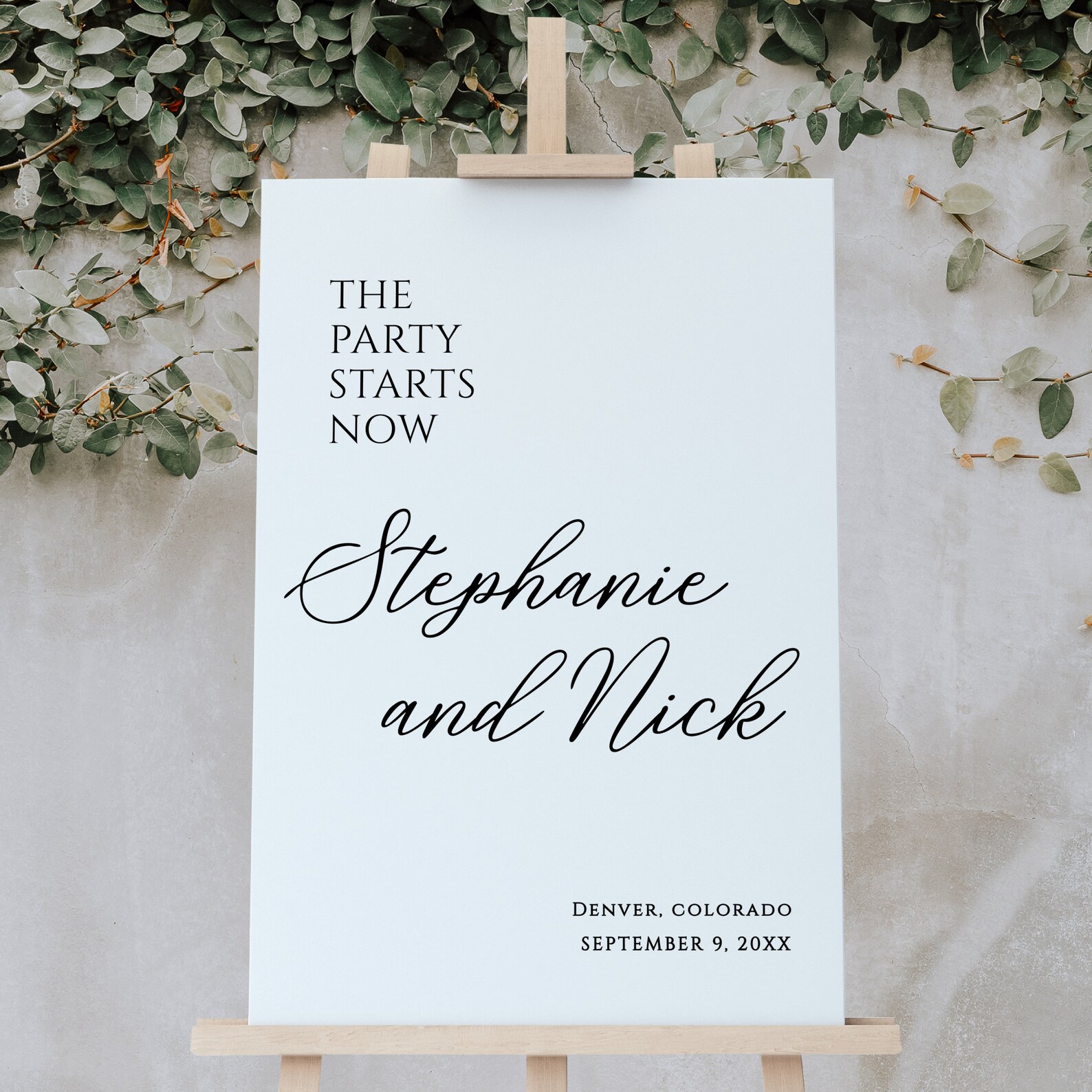 Wedding Welcome Sign Template, the Party Starts Now Sign, Large Wedding ...