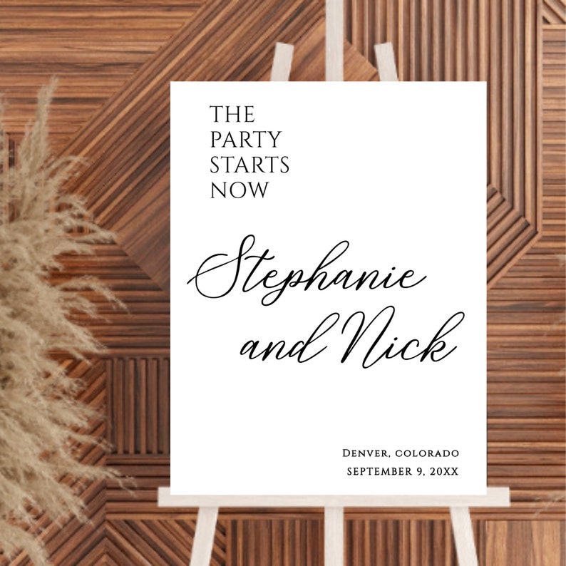 Wedding Welcome Sign Template, the Party Starts Now Sign, Large Wedding ...