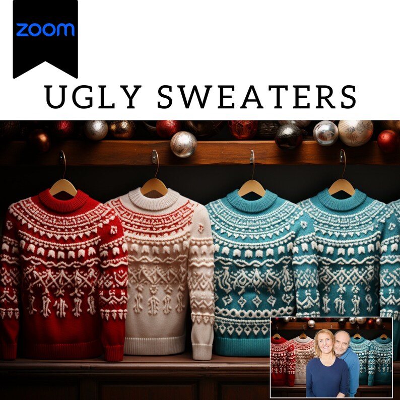 Virtual Zoom Backgrounds Set of 9 Bundle | Ugly Christmas Sweater ...