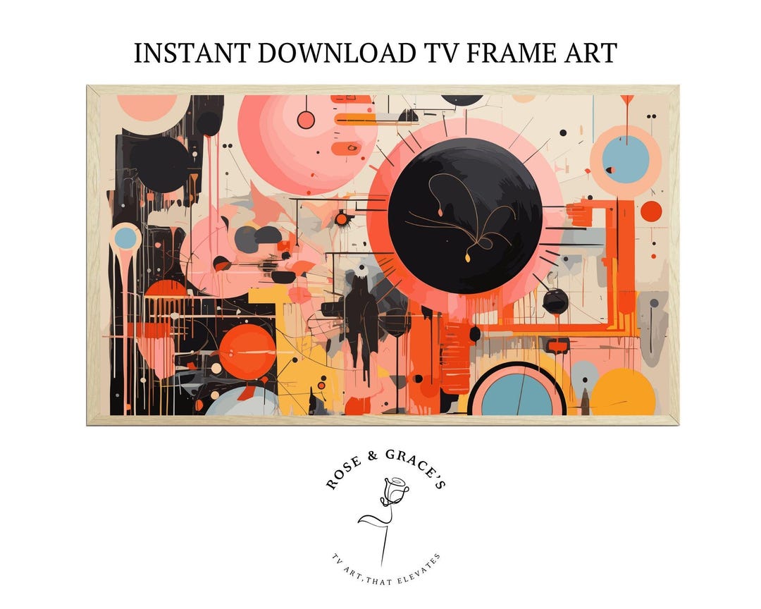 Abstract TV Art | Modern Frame | Pink TV Art | Neon Geometricsframe Tv ...