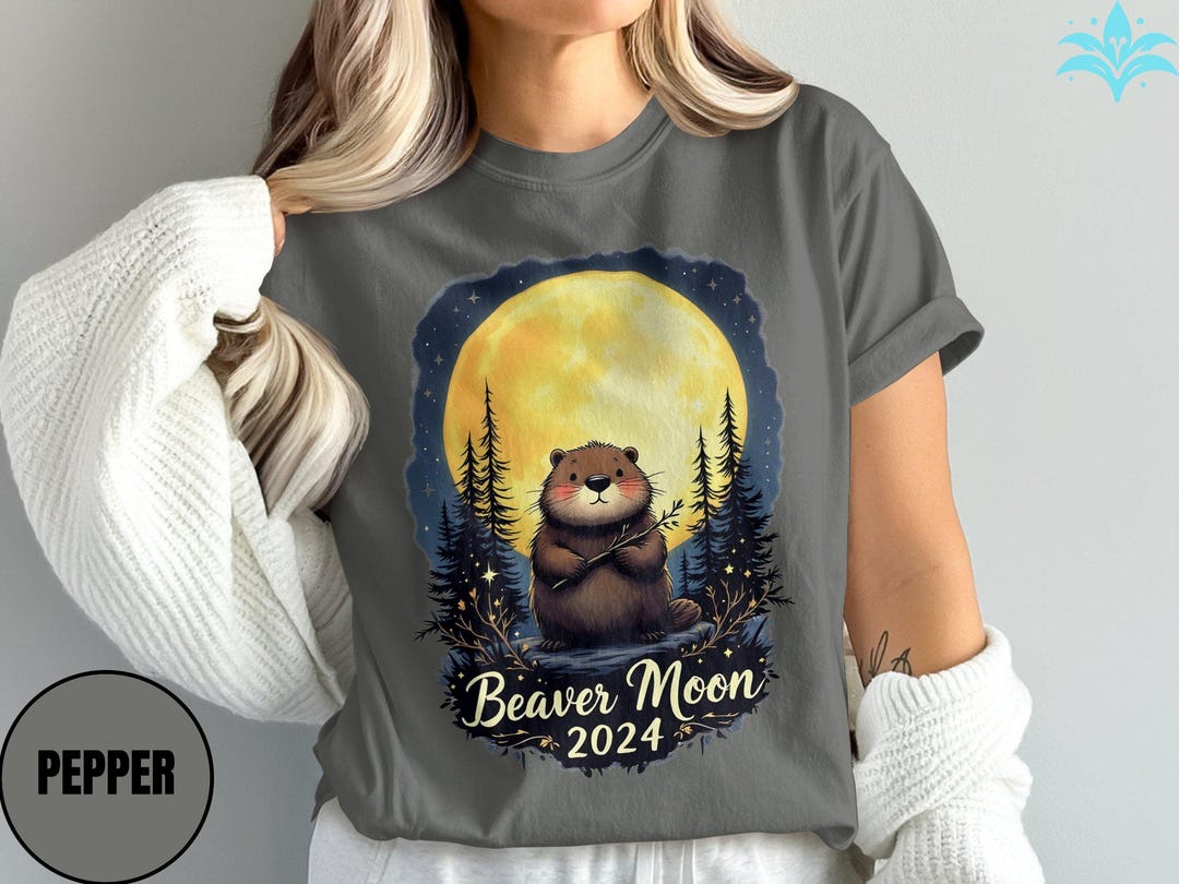 Comfort Colors Full Moon Beaver Moon 2024 T-shirt, Beaver Moon 2024 ...
