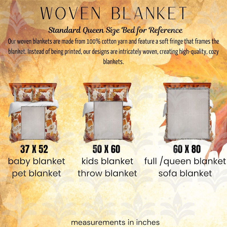 Woven Blanket Size Chart, Woven Blanket Mockup, Blanket Size Chart ...
