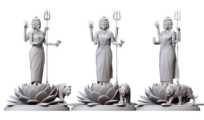 Indian Goddess Amba Hindu Mythology 3D Printable Figure - Etsy