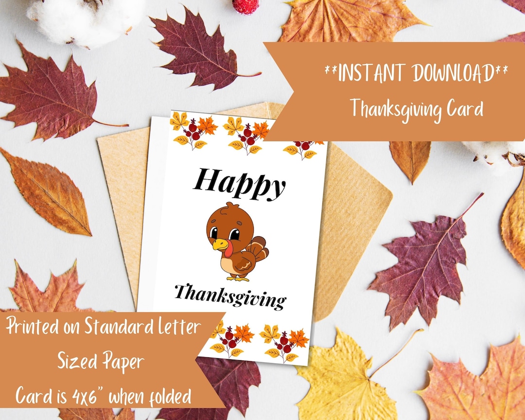 Printable Thanksgiving Card, Happy Thanksgiving Card, Thanksgiving Card ...