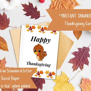 Printable Thanksgiving Card, Happy Thanksgiving Card, Thanksgiving Card ...