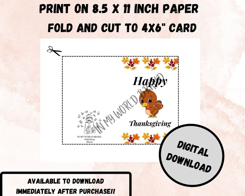 Printable Thanksgiving Card, Happy Thanksgiving Card, Thanksgiving Card ...