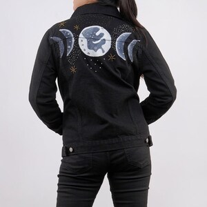 Hand-painted Celestial Star and Moon Denim Jacket for Her, Custom Jean ...